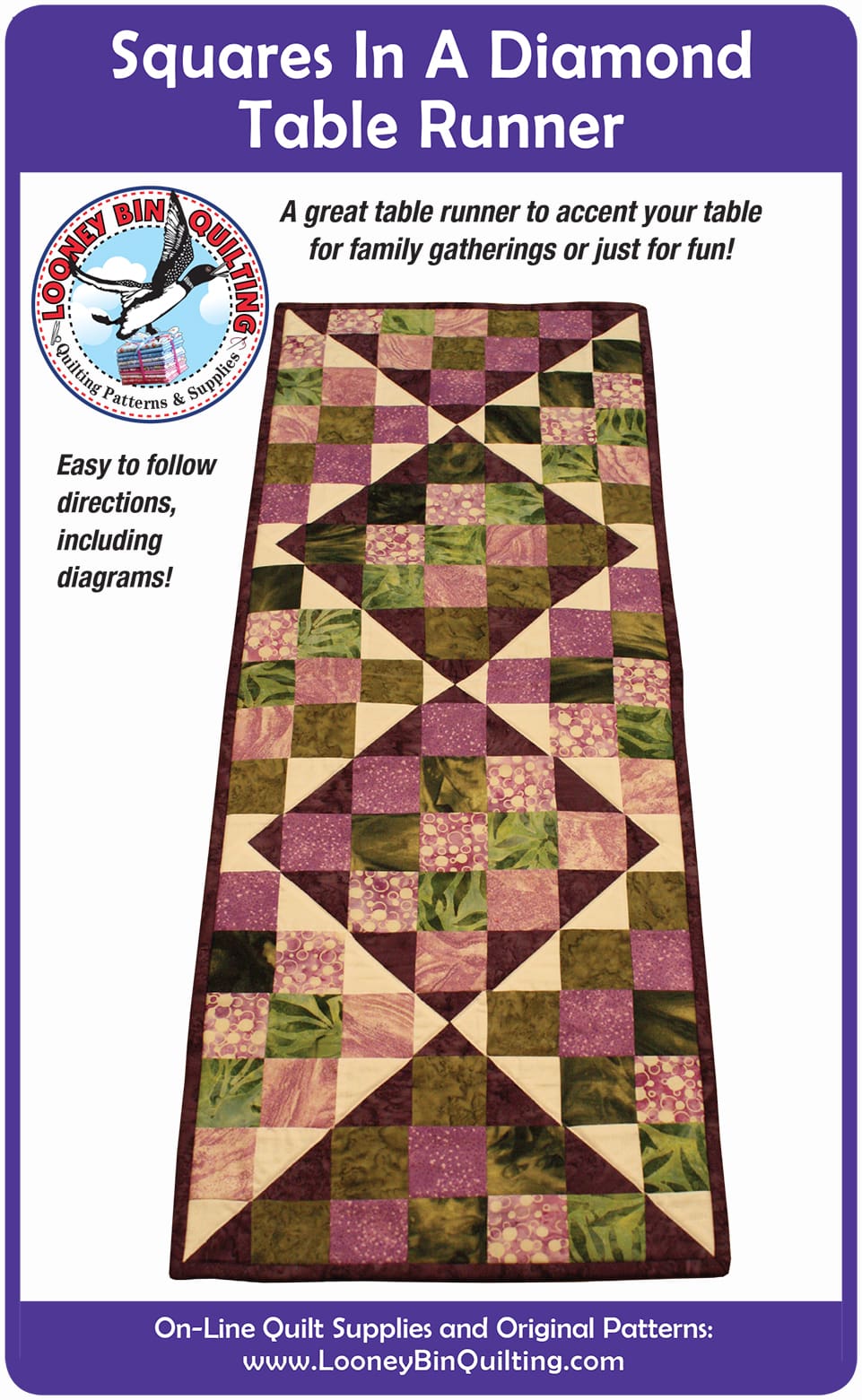 Square in a Diamond Table Runner | Looney Bin Quilting